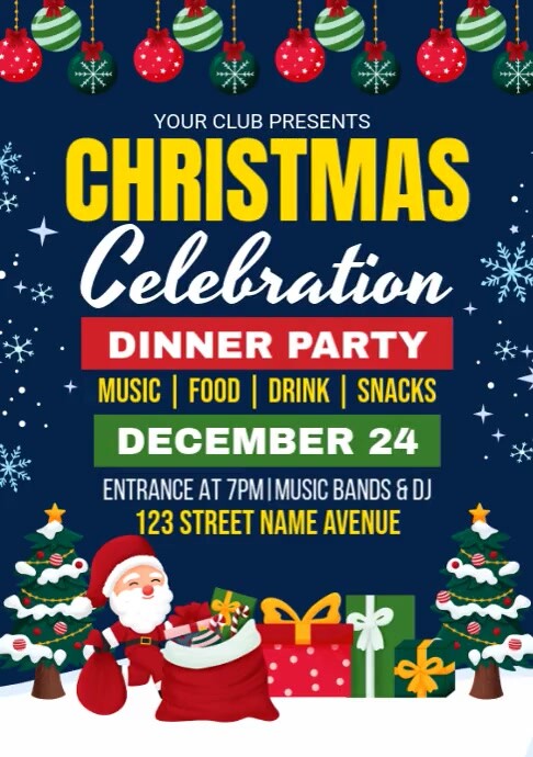 Christmas Celebration Dinner Template | PosterMyWall