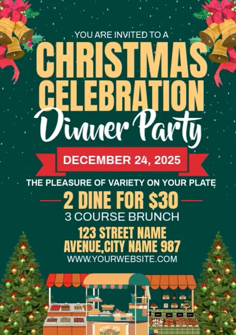 Christmas Celebration Dinner Template | PosterMyWall