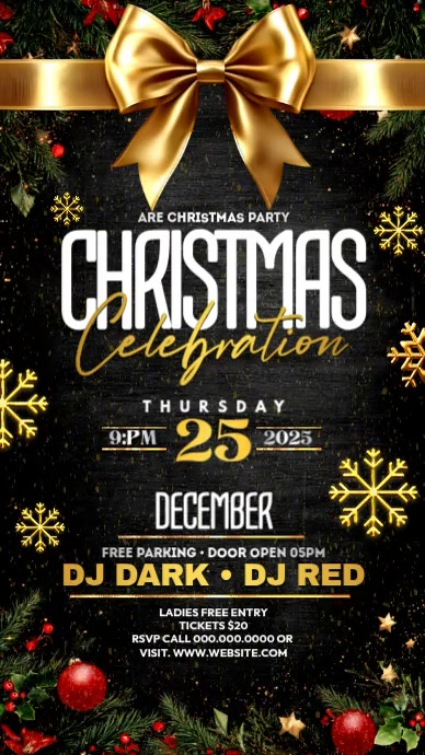 Christmas Celebration Elegant Night Party Template | PosterMyWall