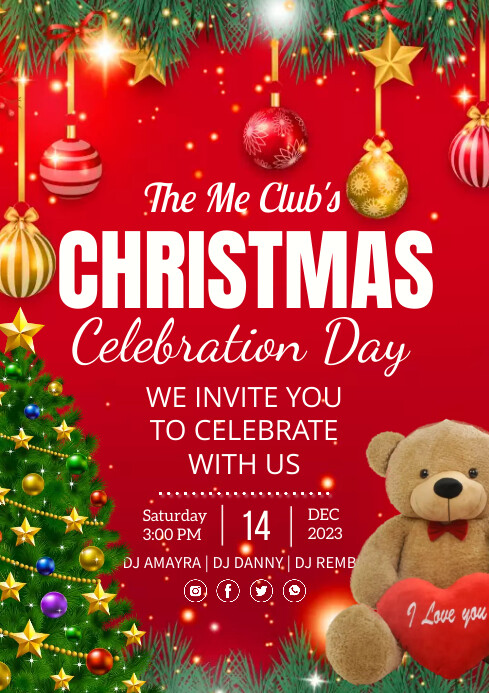 Christmas Celebration Red Theme Template | PosterMyWall