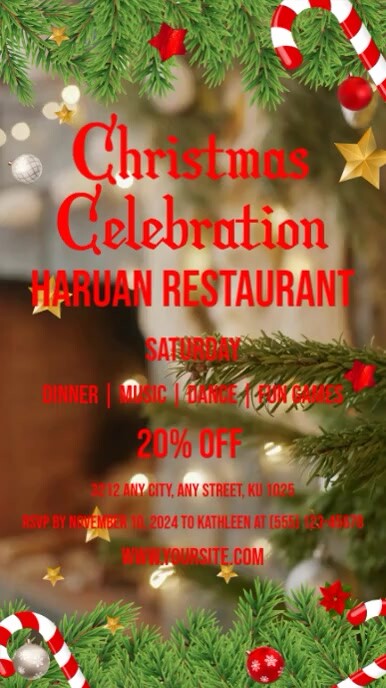 Christmas Celebration Restaurant Ads Story Templat | PosterMyWall