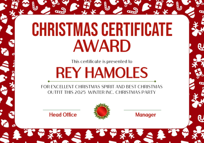 Christmas Certificate Award Template | PosterMyWall