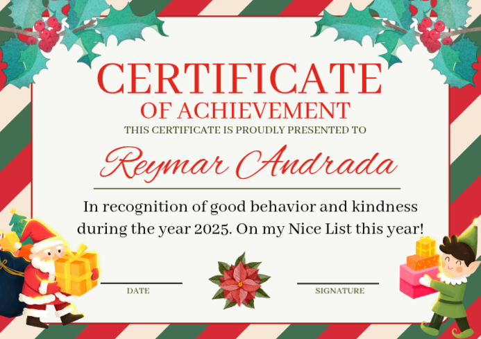 Christmas Certificate Template | PosterMyWall