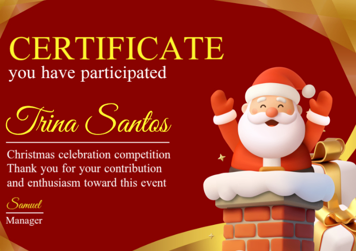 Christmas Certificate Template | PosterMyWall