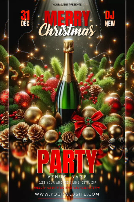 CHRISTMAS CHAMPAGNE POSTER TEMPLATE | PosterMyWall