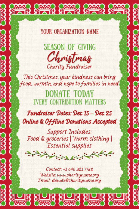 Christmas Charity Fundraiser Poster Template | PosterMyWall