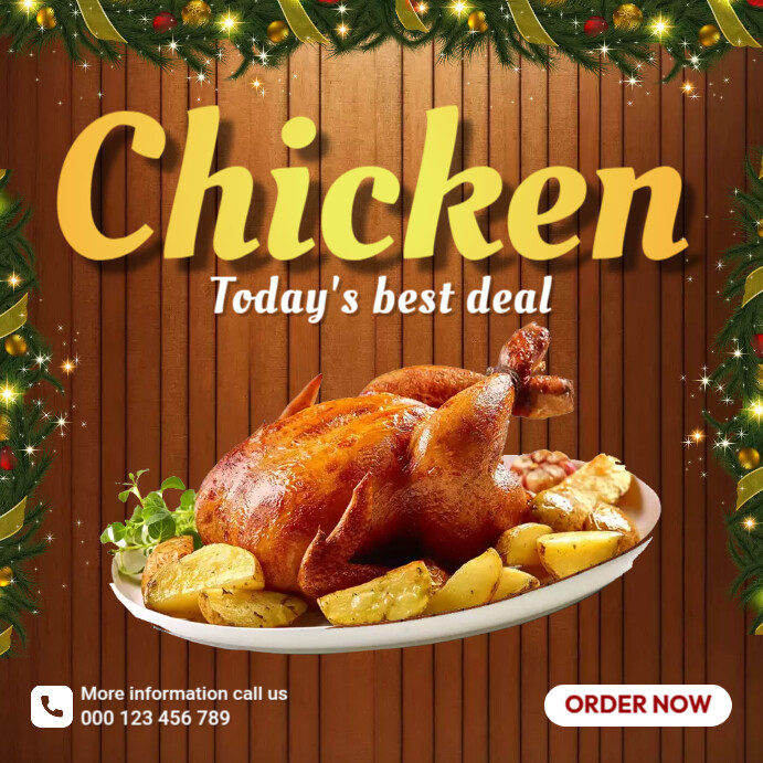 Christmas Chicken Roast Template | PosterMyWall