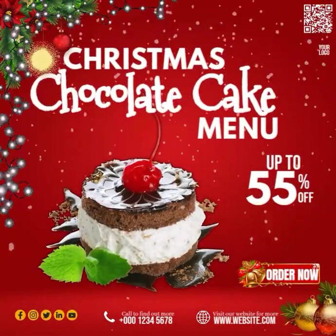 Christmas Chocolate Cake Menu เทมเพลต | PosterMyWall