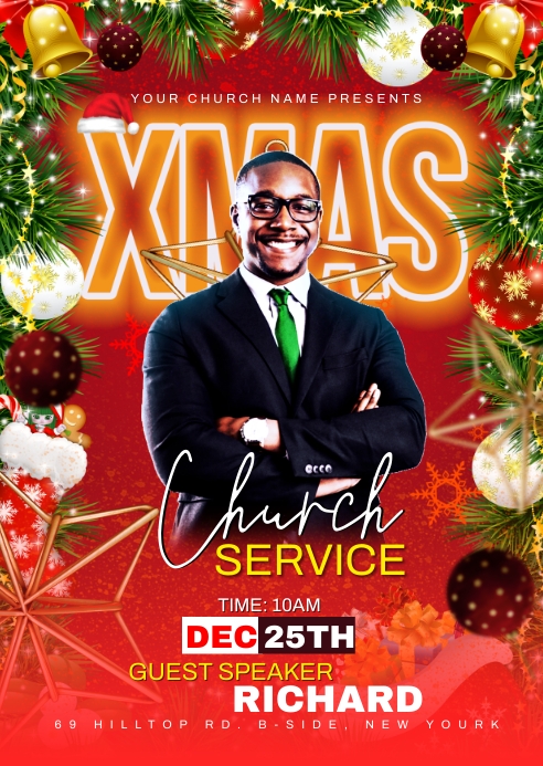 christmas church flyer Template | PosterMyWall