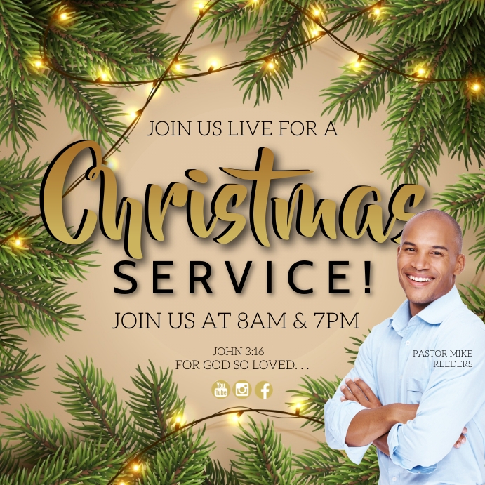 Christmas church service ad template | PosterMyWall