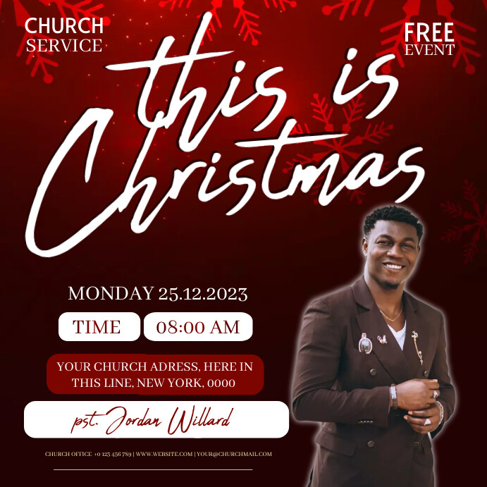 christmas church service ad template | PosterMyWall