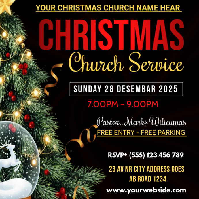 Christmas church service Template | PosterMyWall
