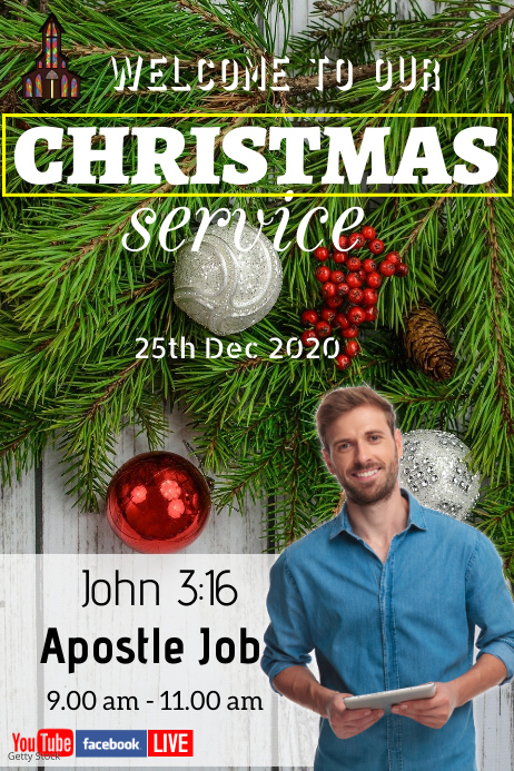 Christmas church service Template | PosterMyWall