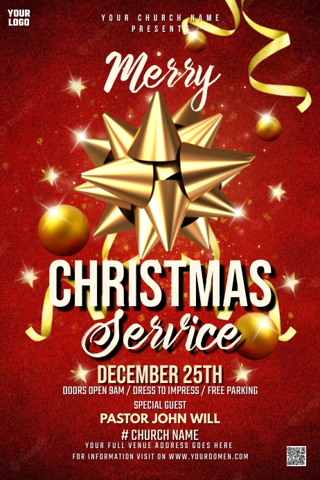 Christmas church service Template | PosterMyWall