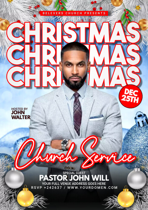 Plantilla de Christmas church service | PosterMyWall