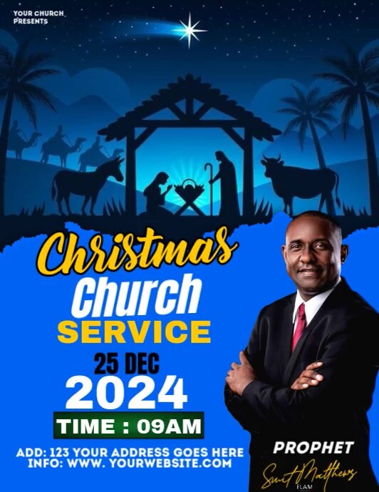 Christmas church service Template | PosterMyWall