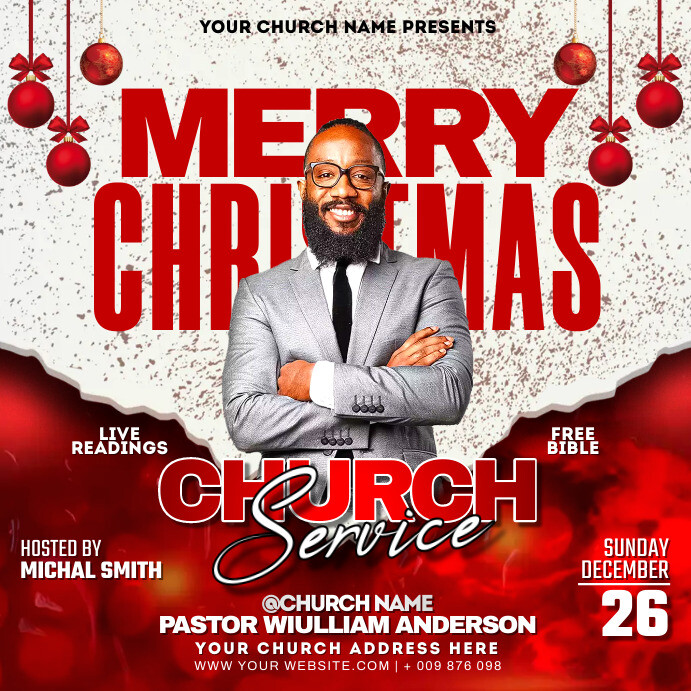 christmas church service flyer Template | PosterMyWall