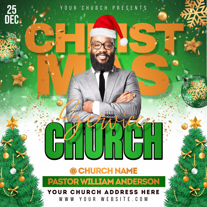 christmas church service flyer Template | PosterMyWall