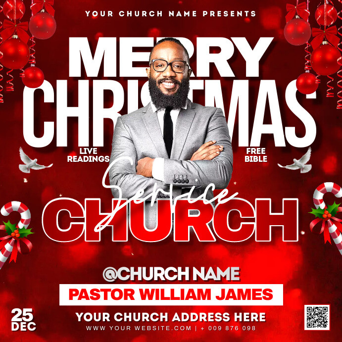 christmas church service flyer Template | PosterMyWall