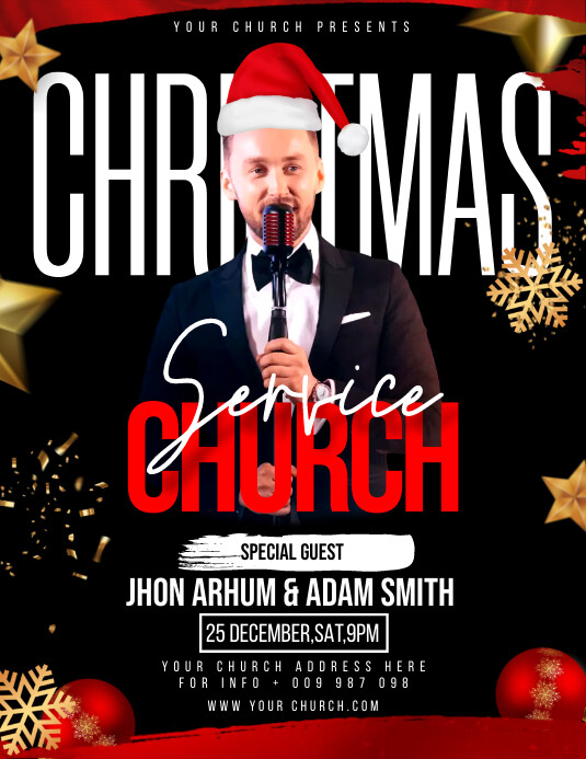 christmas church service flyer Template | PosterMyWall