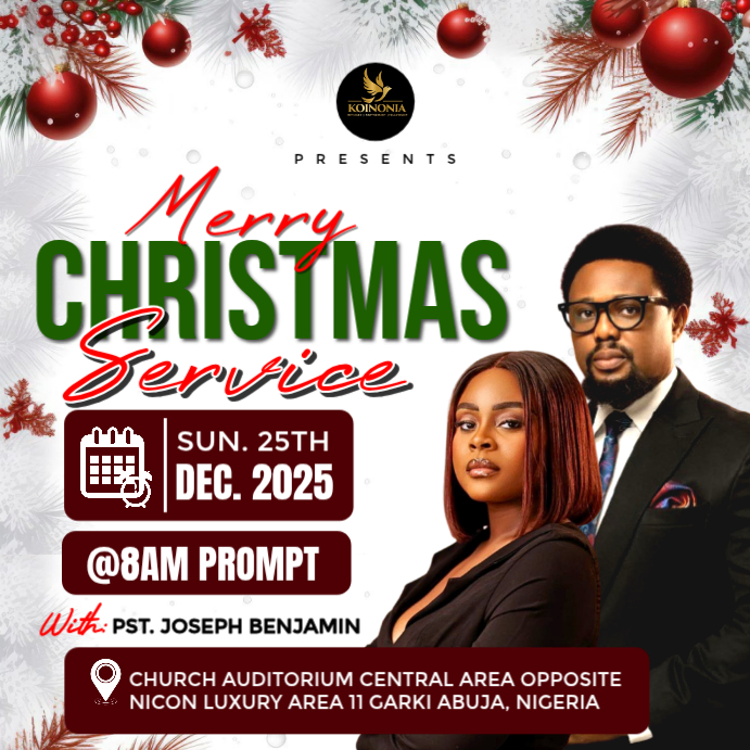 christmas church service flyer template | PosterMyWall