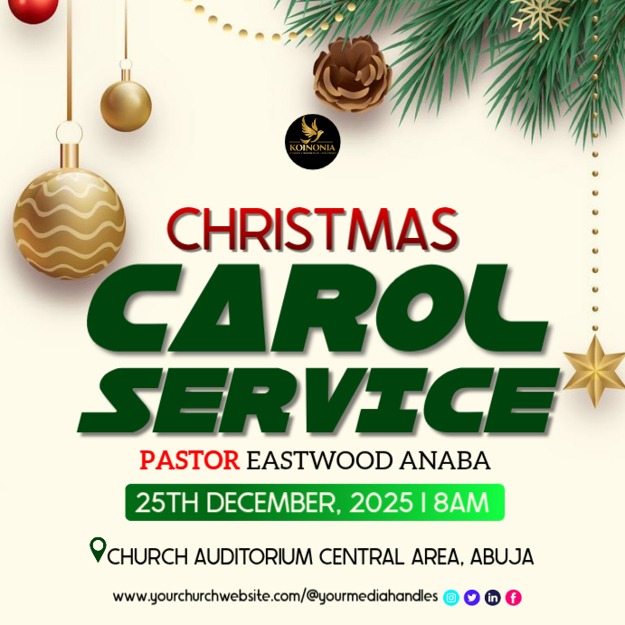 christmas church service flyer template | PosterMyWall