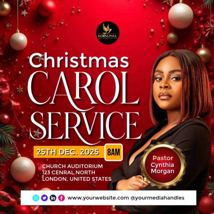 Modèle christmas church service flyer template | PosterMyWall