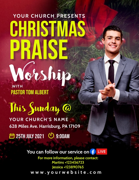 Plantilla de Christmas Church Service Poster | PosterMyWall