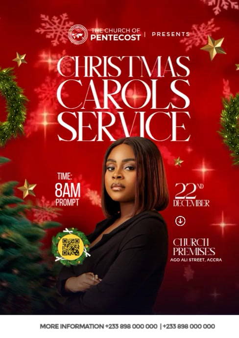 Christmas Church Service Video Ad Template | PosterMyWall
