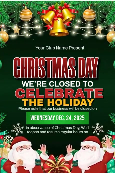 Christmas Close Announcement Template | PosterMyWall