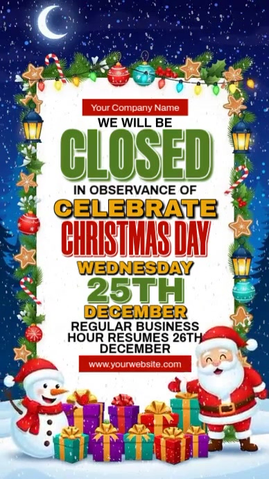 Christmas Close Notice Template | PosterMyWall
