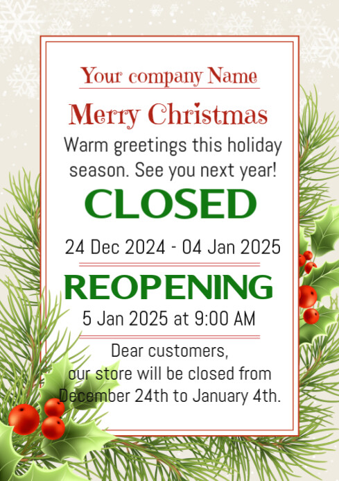Christmas closed Template | PosterMyWall