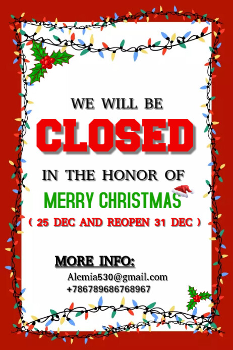 christmas closed Template | PosterMyWall