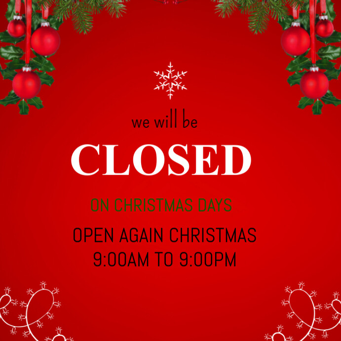 christmas closed Template | PosterMyWall