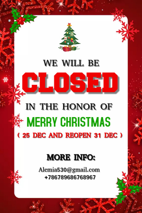 christmas closed Template | PosterMyWall
