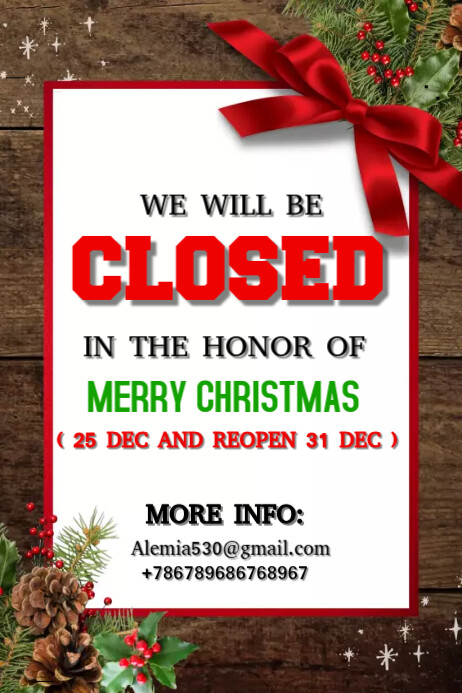 christmas closed Template | PosterMyWall