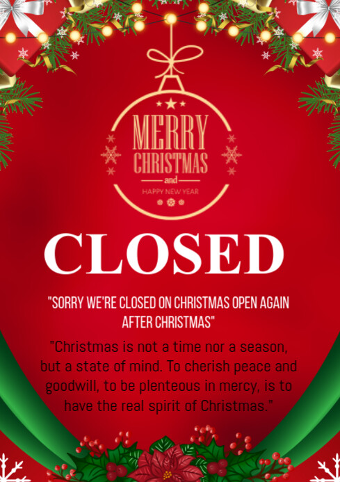 Christmas closed Template | PosterMyWall