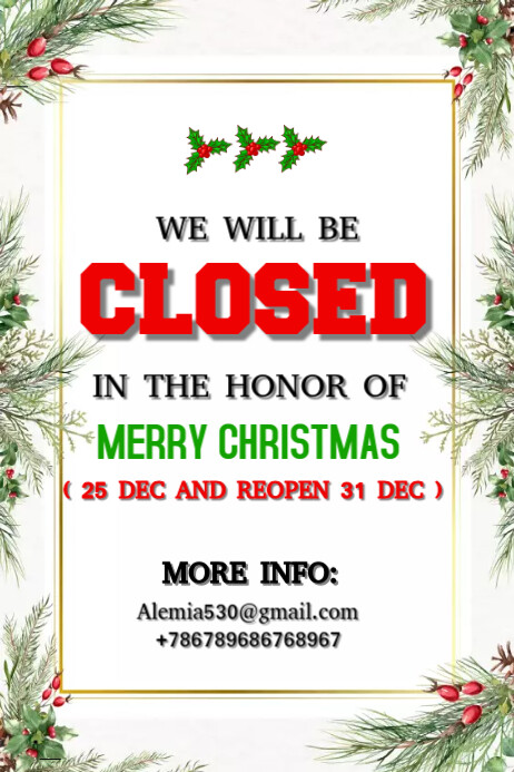 Copy of christmas closed | PosterMyWall
