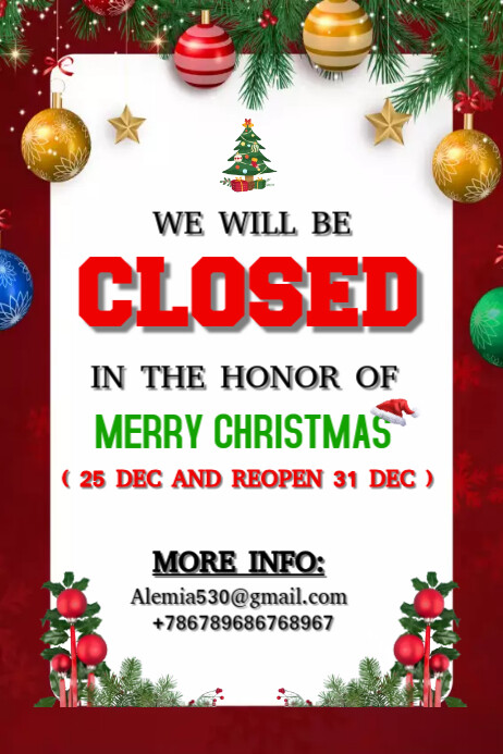 christmas closed Template | PosterMyWall