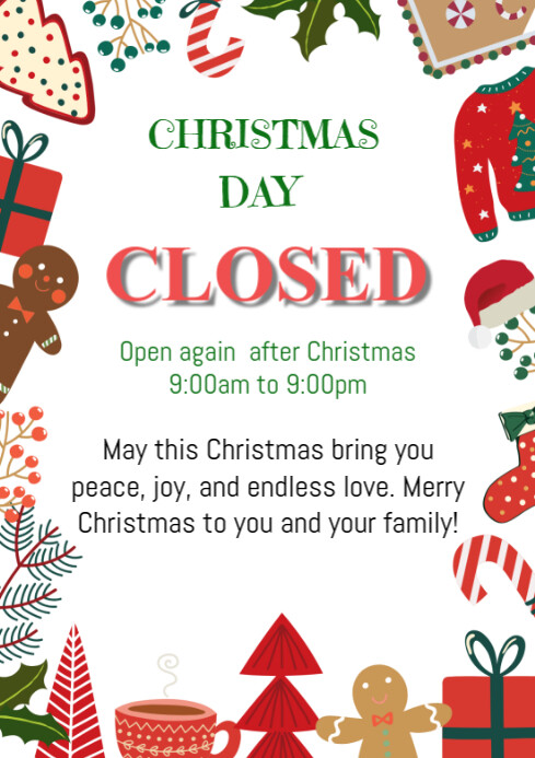 Christmas closed Template | PosterMyWall