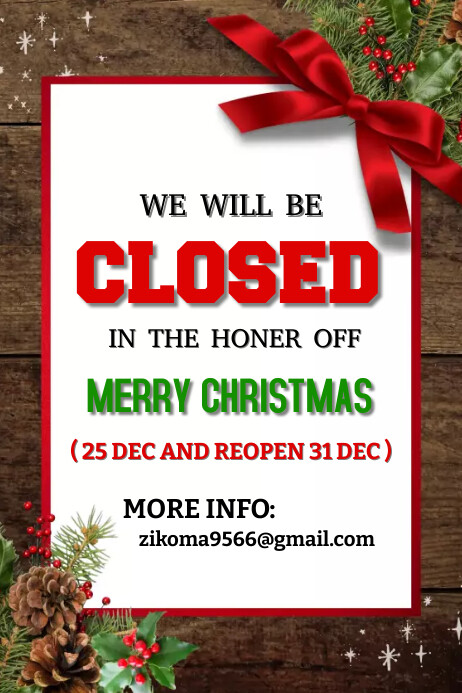 Copy of christmas closed | PosterMyWall