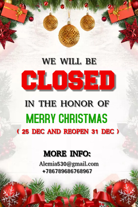christmas closed Templat | PosterMyWall