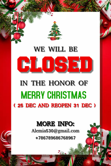 christmas closed Template | PosterMyWall