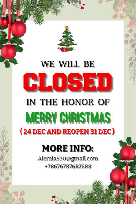 Copy of christmas closed | PosterMyWall