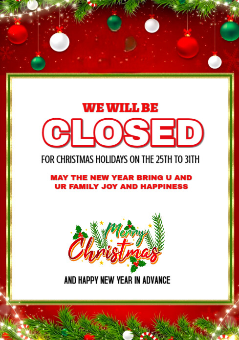 Copy of Christmas closed flyer | PosterMyWall