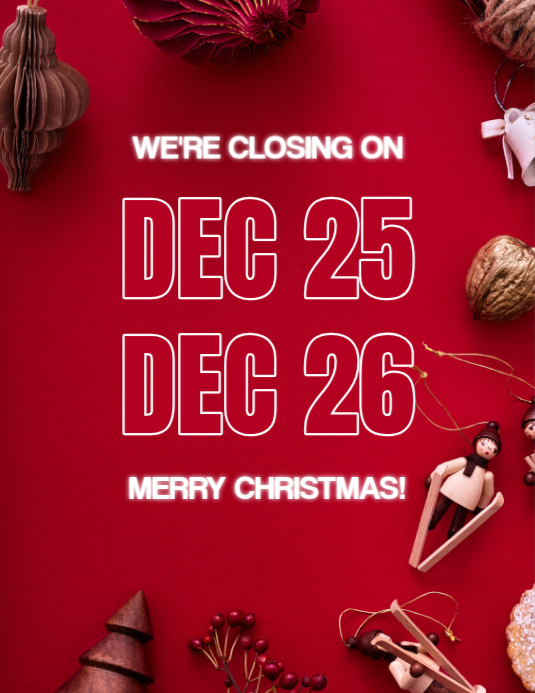 Christmas Closed Signs Template | PosterMyWall