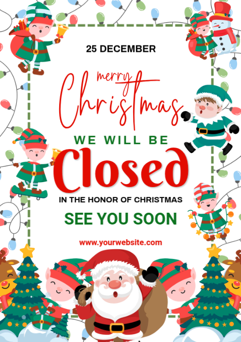 Christmas closed template | PosterMyWall