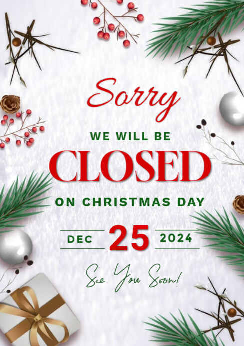Christmas closed template | PosterMyWall
