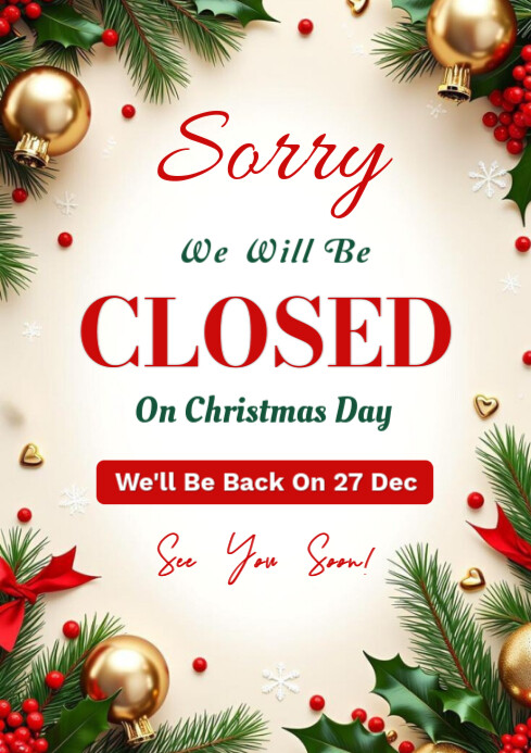 Copy of Christmas closed template | PosterMyWall