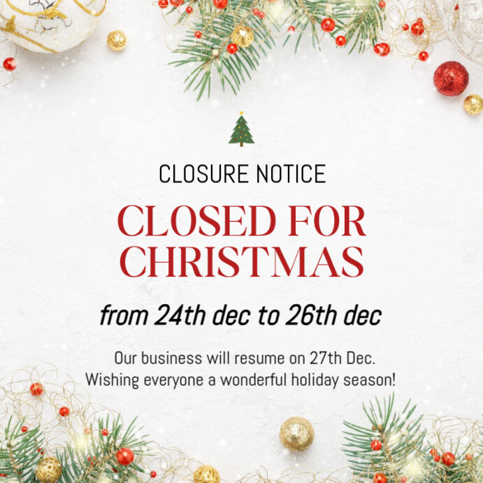Christmas closed template | PosterMyWall